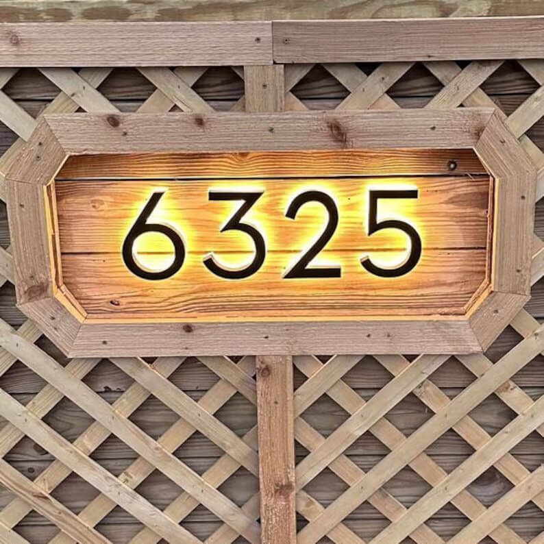 Custom House Number Sign Illuminated House Number with Light ...