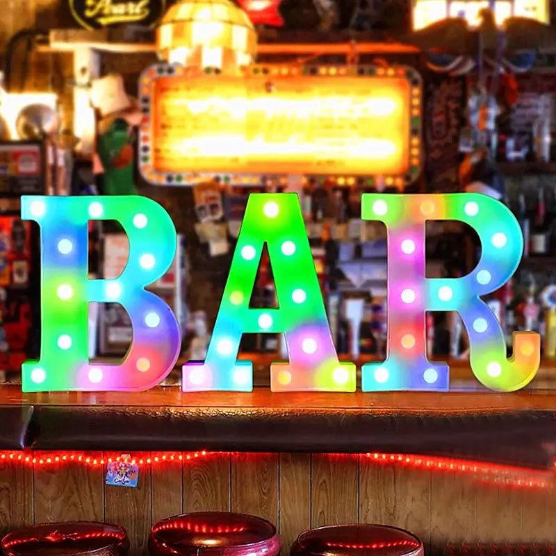Large 4FT Industrial Marquee Letters with Exposed LED Bulbs – Rustic ...