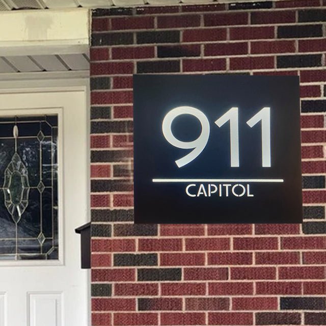 Customized Metal House Numbers address Illuminated Plaque – BacklitLEDsign