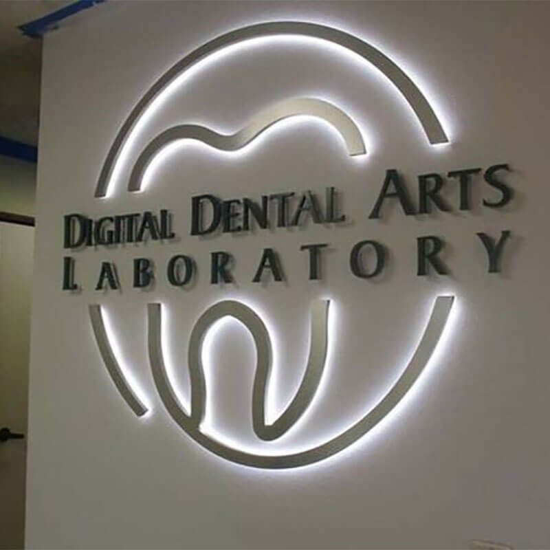 Company Led Sign Office Black Logo 3D Metal Sign Lit Letters ...